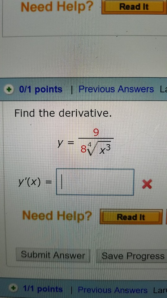 Solved Need Help? Read it + 0/1 points | Previous Answers La | Chegg.com
