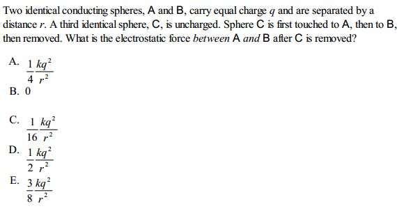 Solved Two identical conducting spheres, A and B, carry | Chegg.com