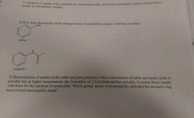 Solved Nitration of aniline with a mixture of concentrated | Chegg.com