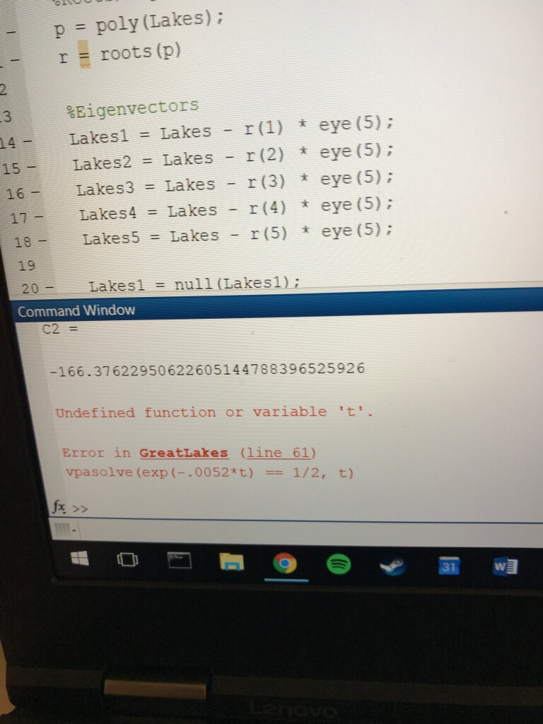 Solved p = poly (Lakes); -roots (p) 3 14- 15- 16- 17- 18- | Chegg.com
