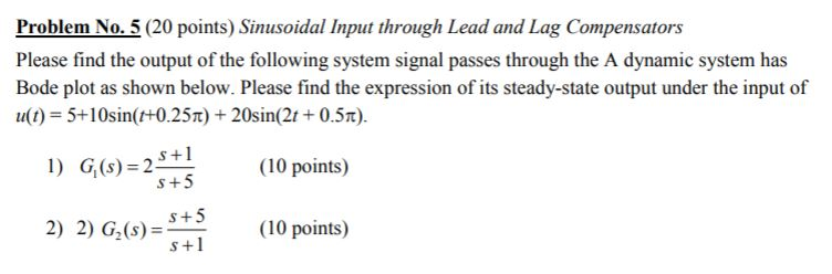 Solved Problem No. 5 (20 points) Sinusoidal Input through | Chegg.com