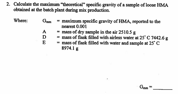 Solved Calculate the maximum "theoretical" specific gravity | Chegg.com