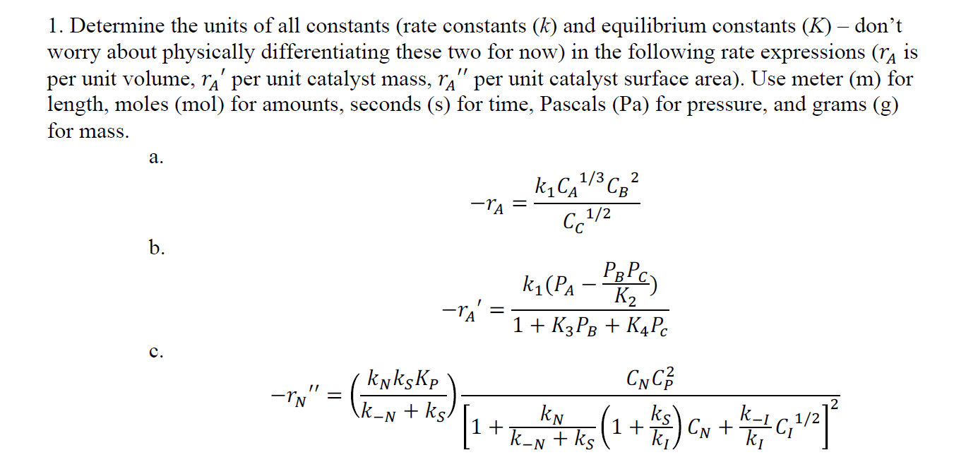 Solved 1. Chemical Reaction Engineering: Please provide | Chegg.com