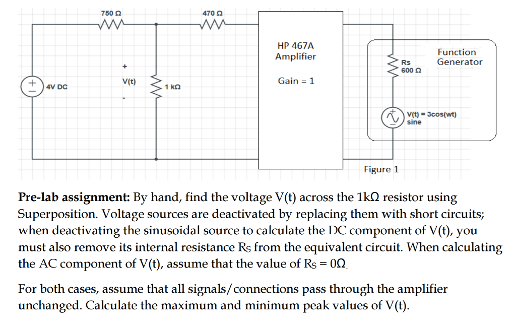 Solved Pre-lab assignment: By hand, find the voltage V(t) | Chegg.com