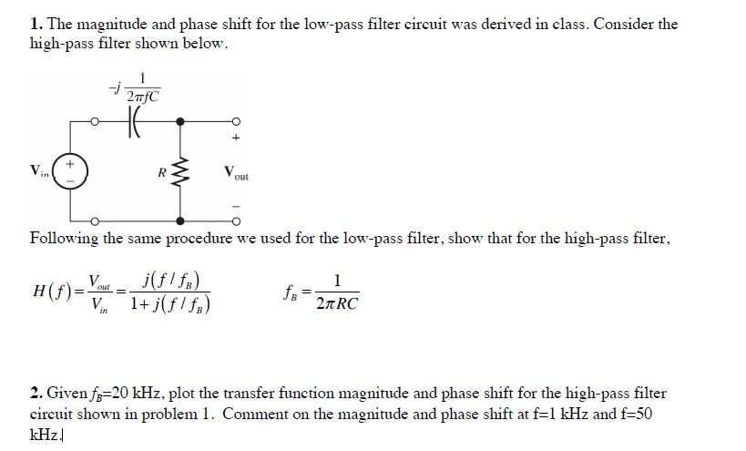Solved Given fB=20 kHz, plot the transfer function magnitude | Chegg.com