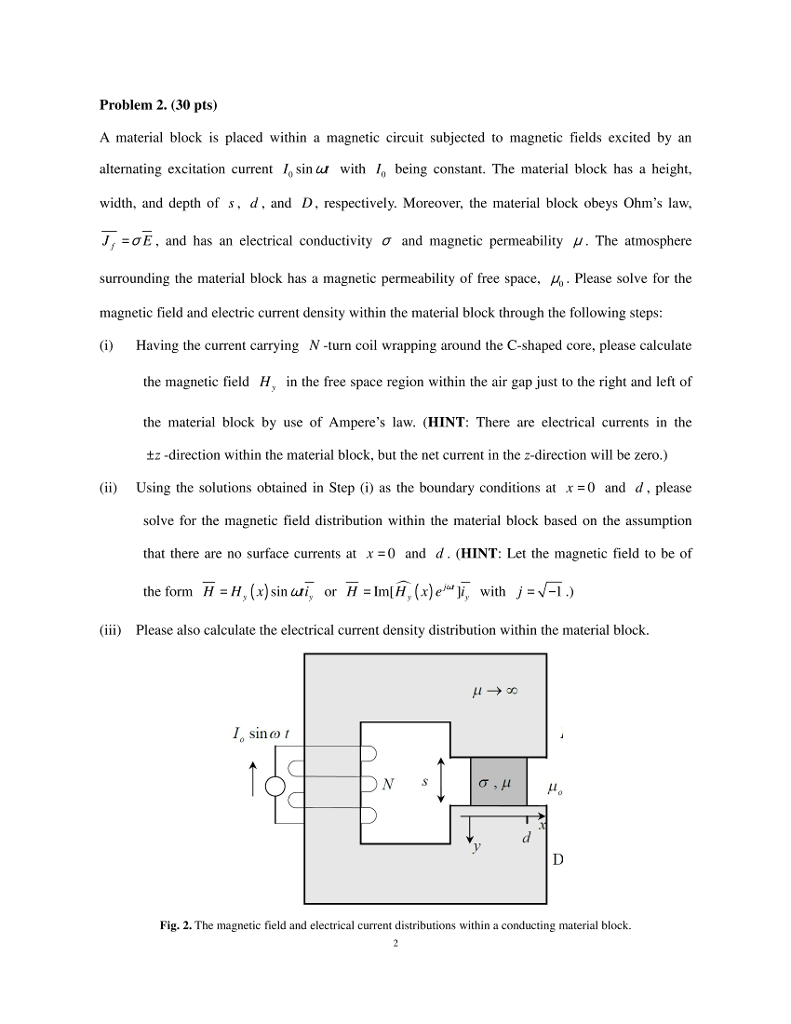 Solved Problem 2. (30 pts) A material block is placed within | Chegg.com