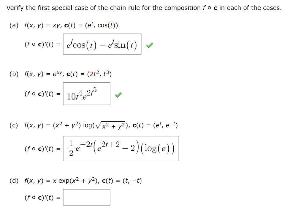 Solved Verify the first special case of the chain rule for | Chegg.com