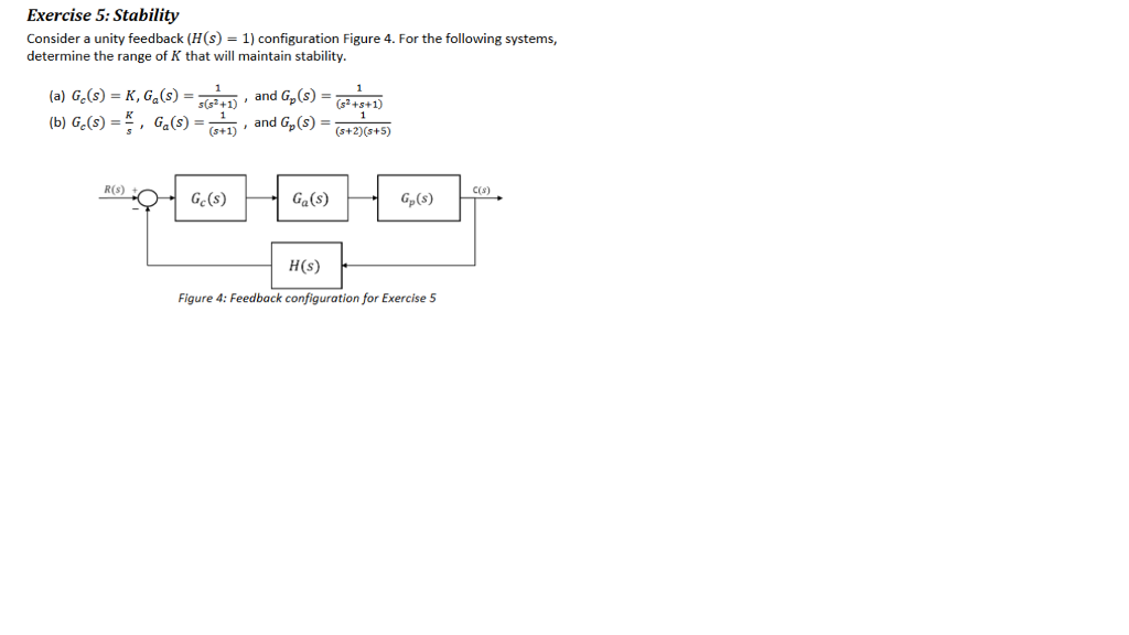 Solved Consider a unity feedback (H(s) = 1) configuration | Chegg.com