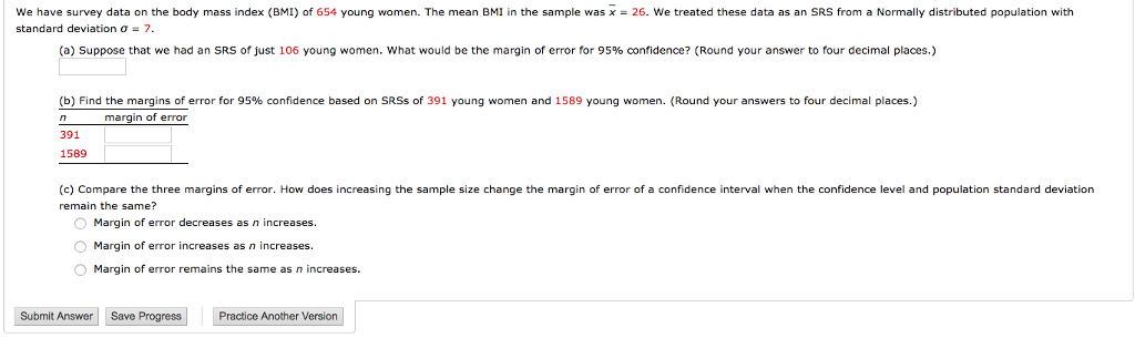 Solved We have survey data on the body mass index (BMI) of | Chegg.com