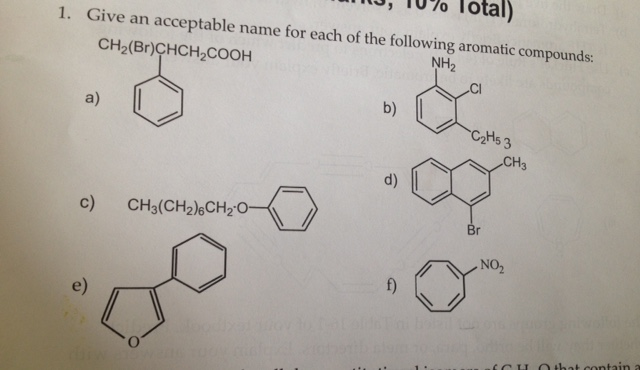 Solved 1. Give an acceptable name for each of the following | Chegg.com