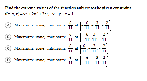 Solved Find the extreme values of the function subject to | Chegg.com