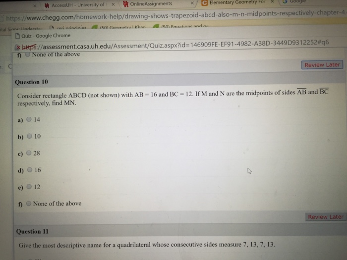 Solved Consider rectangle ABCD (not shown) with AB 16 and BC | Chegg.com