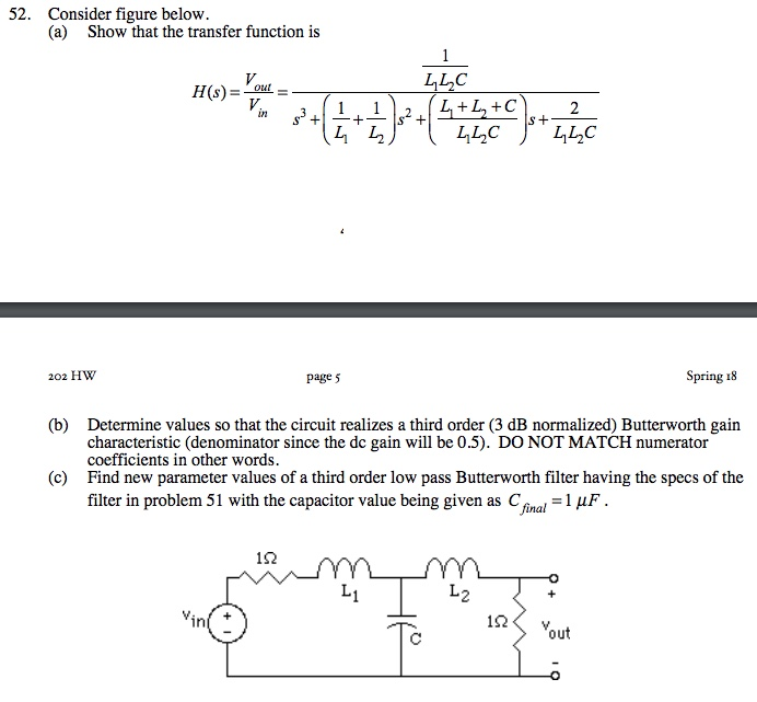 Solved 52. Consider figure beloW. (a) Show that the transfer | Chegg.com