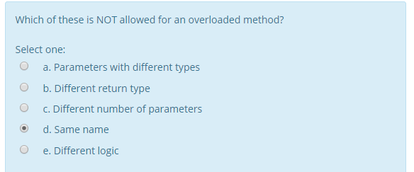 Solved Which of these is NOT allowed for an overloaded | Chegg.com