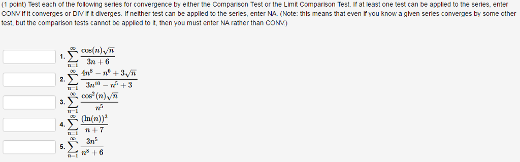 Solved Test each of the following series for convergence by | Chegg.com
