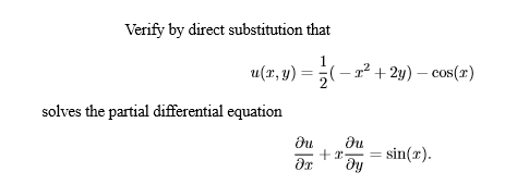Solved Verify by direct substitution that u(x, y) = 1/2 | Chegg.com