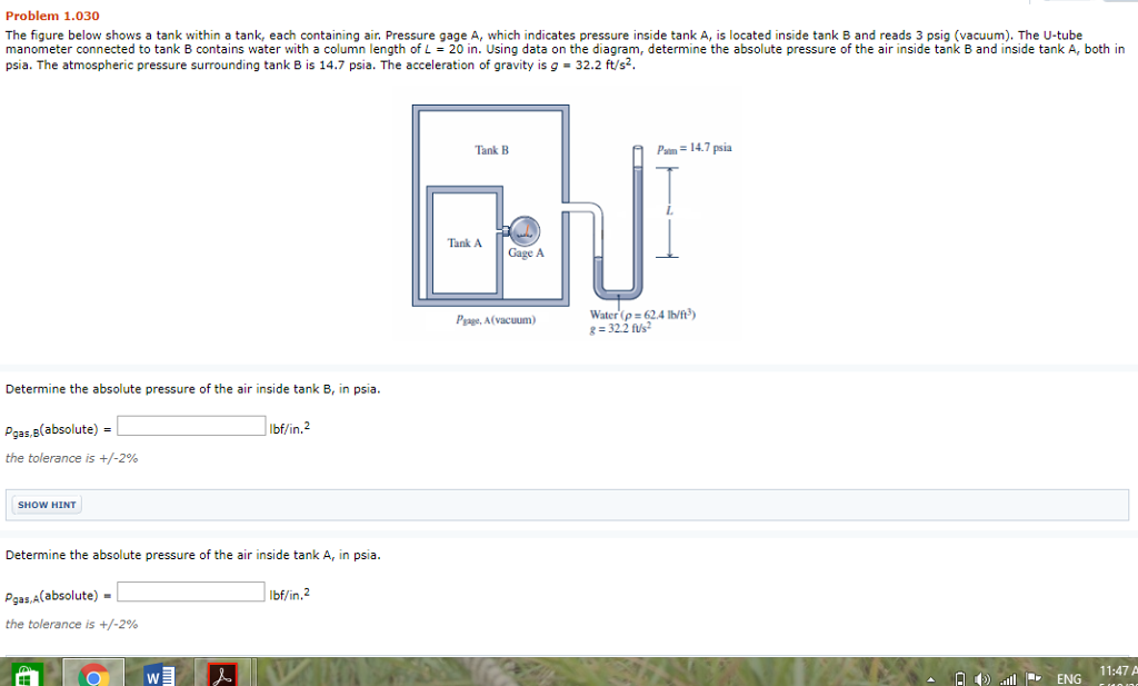 Solved Problem 1.030 The figure below shows a tank within a | Chegg.com