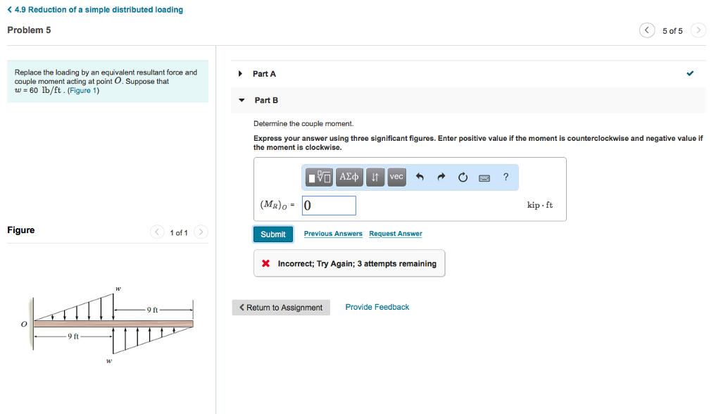 Solved 4.9 Reduction of a simple distributed loading Problem | Chegg.com