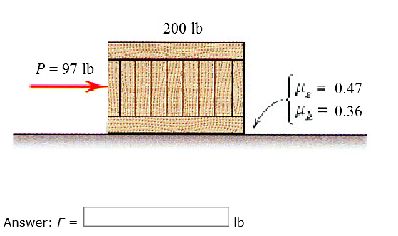 Solved The 97-lb force P is applied to the 200-lb crate, | Chegg.com