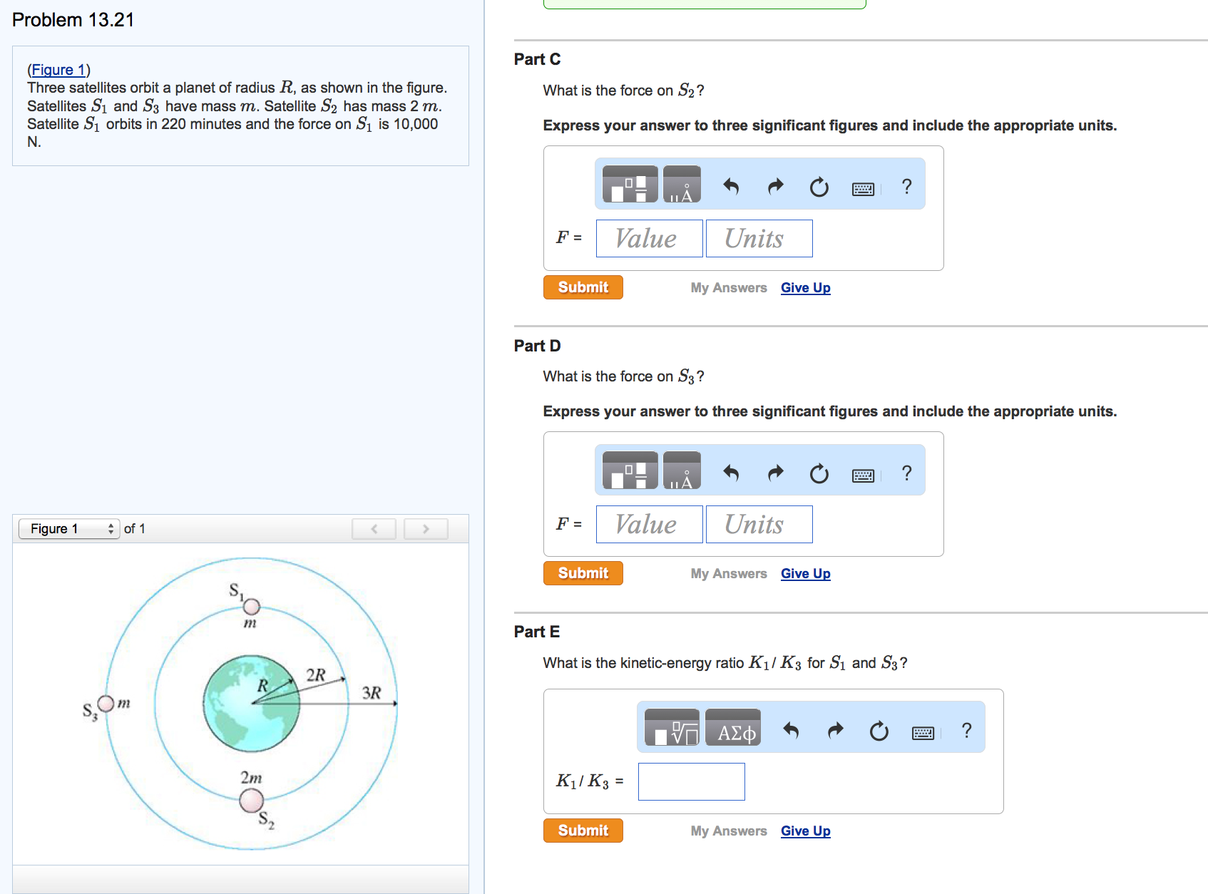 Solved Problem 13 21 Figure 1 Three Satellites Orbit A