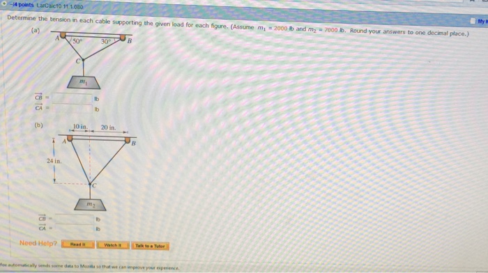 Solved Determine the tension in each cable supporting the | Chegg.com
