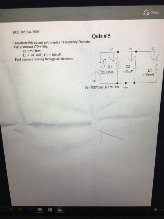 Solved Transform the circuit in Complex/Frequency Domain. | Chegg.com