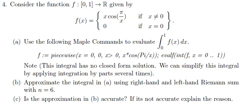 Solved Consider the function f: [0.1] rightarrow R given by | Chegg.com