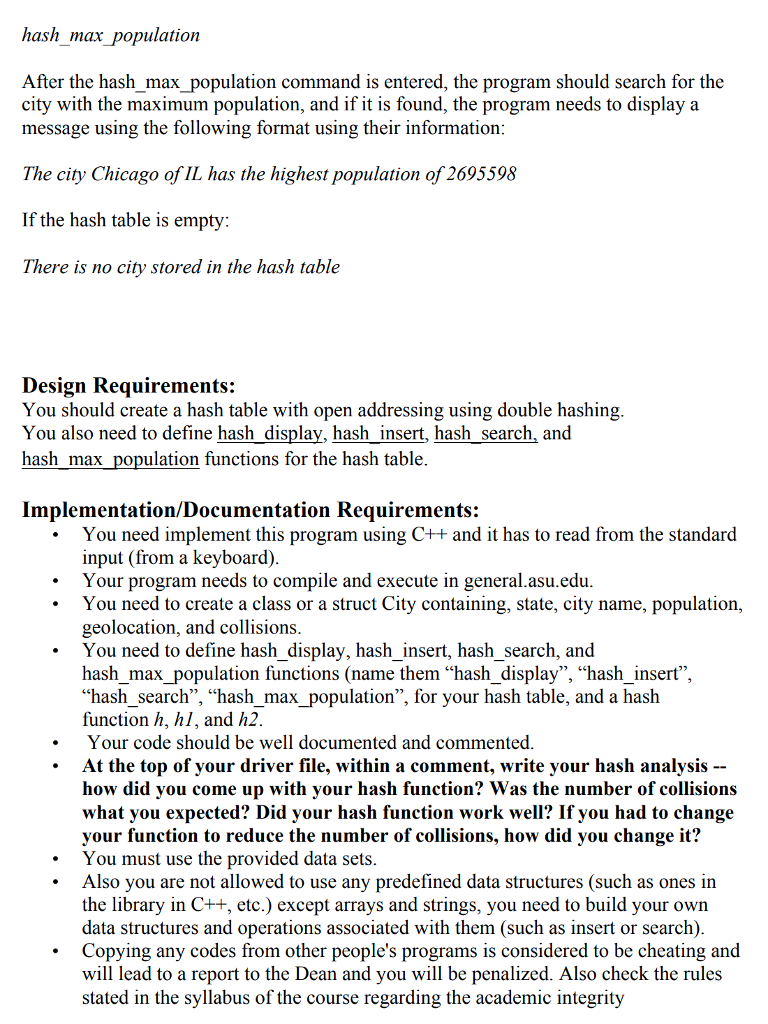 Program Description You will develop a C++ program | Chegg.com