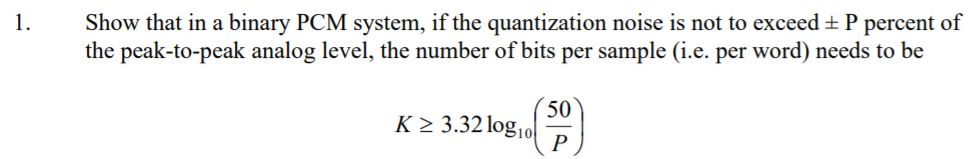 Solved Show that in a binary PCM system, if the quantization | Chegg.com
