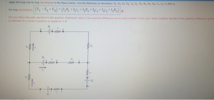 Solved Apply The Loop Rule To Loop Abcdefghija In The Figure