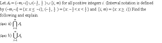 Let Ai = (- infinity , -i] (-1/i, 1/i) [i, | Chegg.com