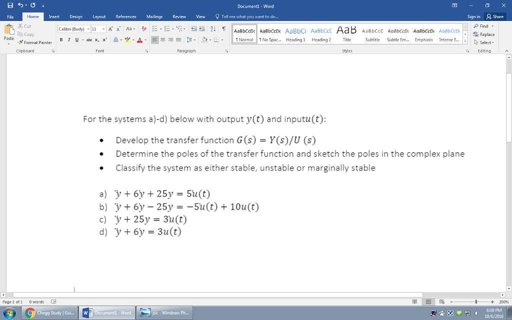 Solved Document1 Word insert Design Layout References | Chegg.com