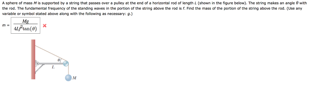 Solved A sphere of mass M is supported by a string that | Chegg.com