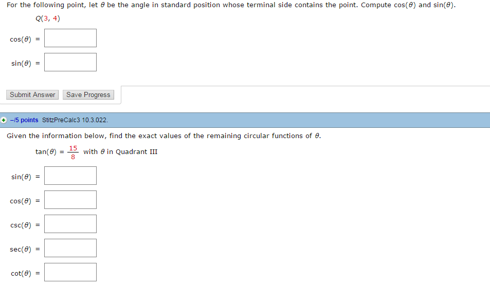 Solved For the following point, let Theta be the angle in | Chegg.com
