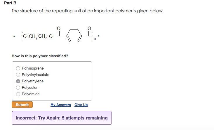 Solved The structure of the repeating unit of an important | Chegg.com