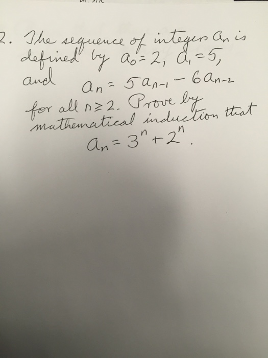 Solved The sequence of integers a_n is defined by a_0 = 2, | Chegg.com