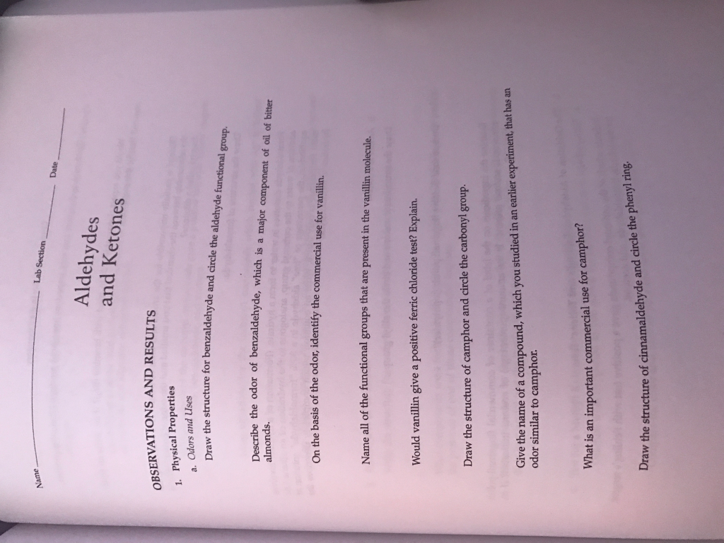 Solved Odors and uses Draw the structure for benzaldehyde | Chegg.com