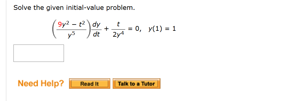 Solved Solve the given initial-value problem Need Help?Read | Chegg.com