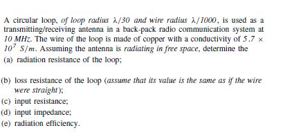 Solved A circular loop, of loop radius h/30 and wire radius | Chegg.com