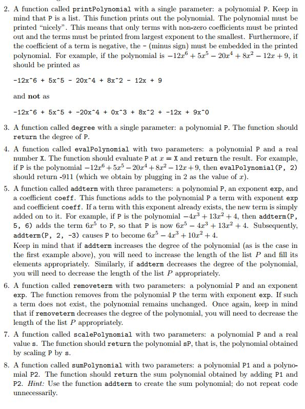 Solved You Are Asked To Implement The Following Functions To