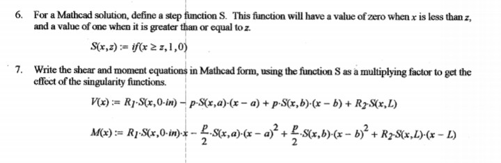 Solved 6. For a Mathcad solution, define a step function S. | Chegg.com