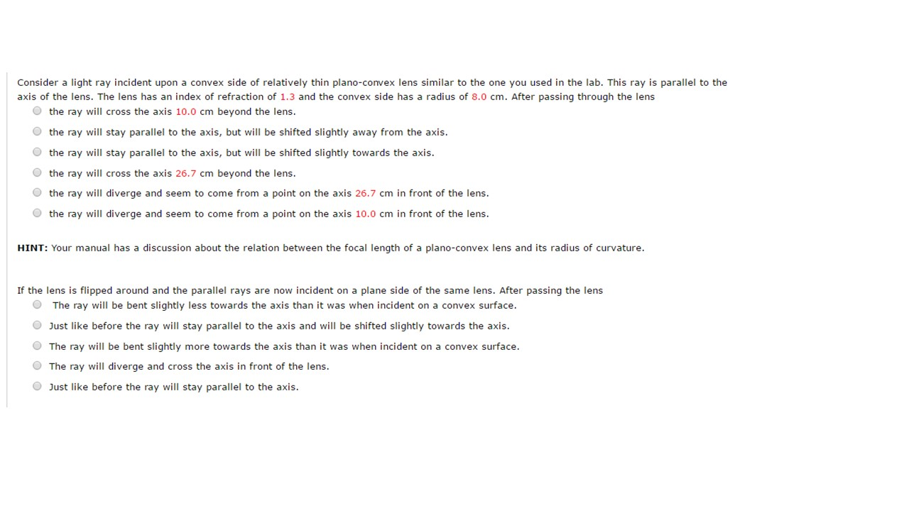 Solved Consider a light ray incident upon a convex side of | Chegg.com