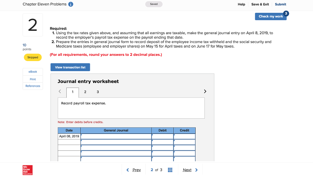 Solved Chapter Eleven Problems Saved Help Save & Exit Submit | Chegg.com