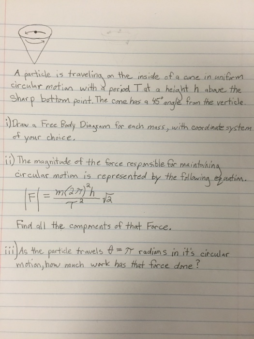 Solved A particle is travelling on the inside of a cone in | Chegg.com
