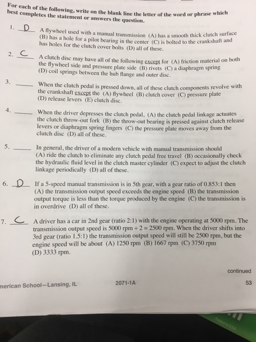 Solved For each of the following, write on the blank line | Chegg.com