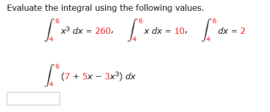 Solved Evaluate the integral using following values. | Chegg.com