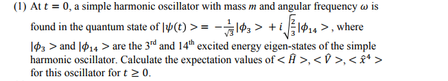 Solved (1) At t = 0, a simple harmonic oscillator with mass | Chegg.com