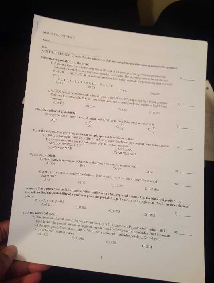 Solved Mah 2/al 01 Dale MULTIPLE CHOICE. Choose the one | Chegg.com