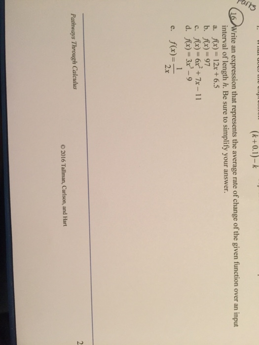 Solved Vrite An Expression That Represents The Average Rate 