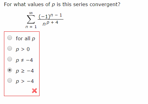 Solved For what values of p is this series convergent? | Chegg.com